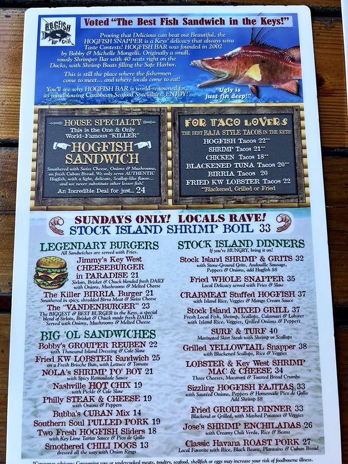 When a menu proudly declares "Best Fish Sandwich in the Keys," you know someone's throwing down the gauntlet.