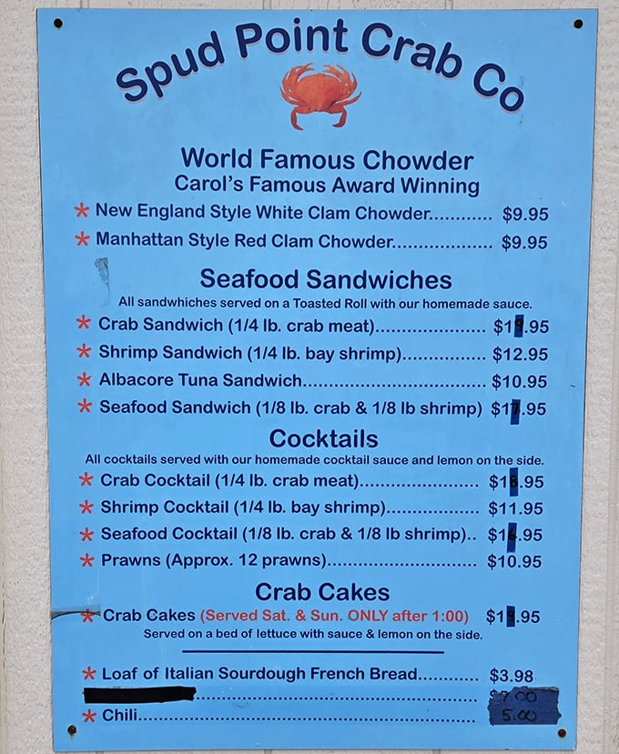 The menu of champions – simple, straightforward, and utterly irresistible. Like a treasure map where X marks every spot.