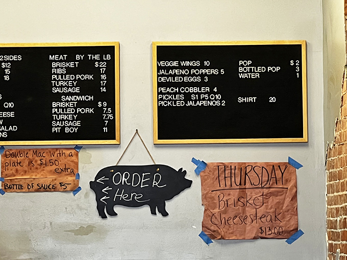 The chalkboard menu speaks volumes in its simplicity—when you're this confident in your meat, you don't need fancy descriptions or elaborate options.