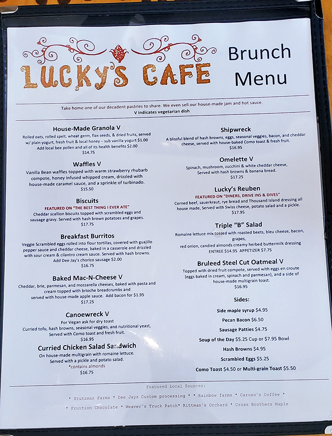 This isn't just a menu—it's a roadmap to happiness. The "featured on" notes are humble brags that this place has already been discovered by food TV royalty.