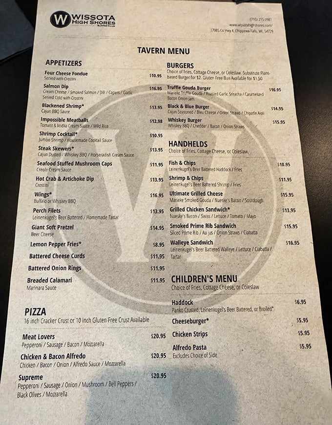 This menu isn't just a list of options—it's a roadmap to happiness. The tavern offerings alone could sustain a small village of hungry Wisconsinites.