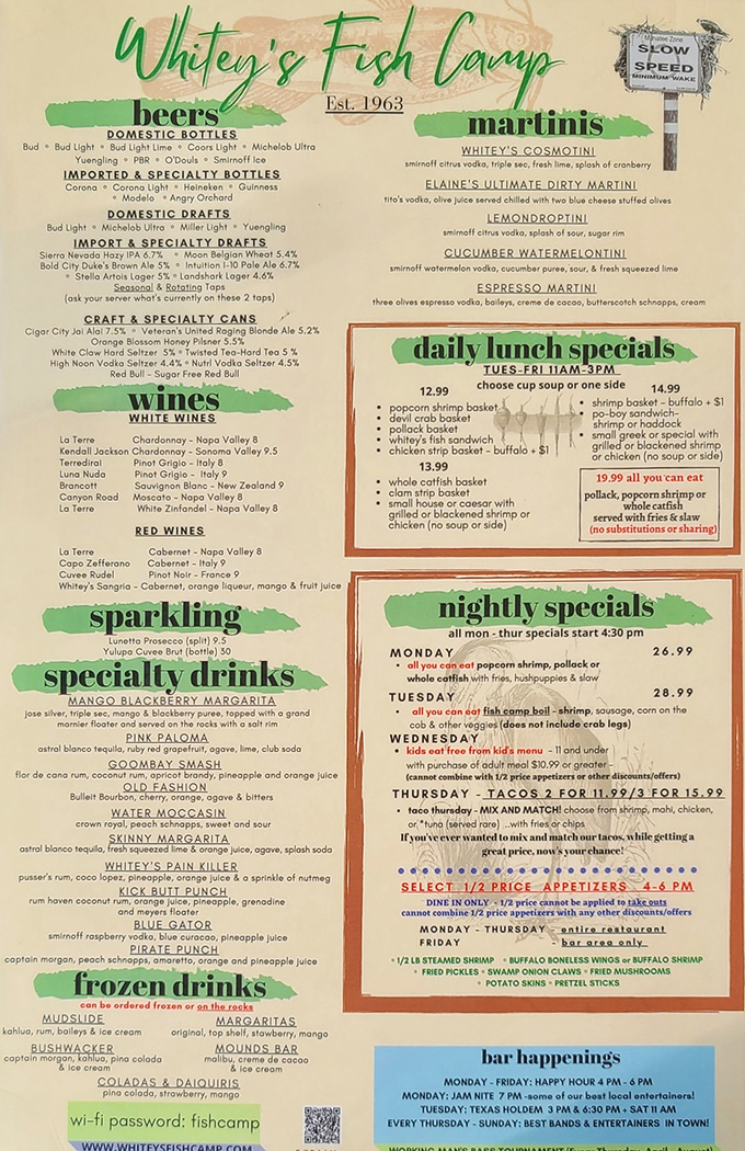 This menu isn't just a list of food – it's a treasure map to Florida's finest flavors, with cocktails that promise vacation in a glass.