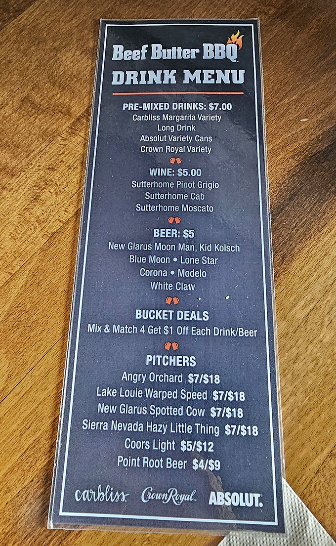 A drink menu that understands its role – supporting the magnificent meat with local brews like New Glarus and cocktails that cut through the richness perfectly.