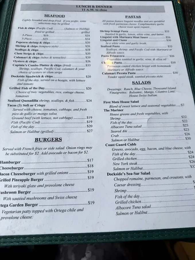 The menu reads like a love letter to the Pacific, with everything from buttery linguini with clams to fish tacos that might make you relocate.