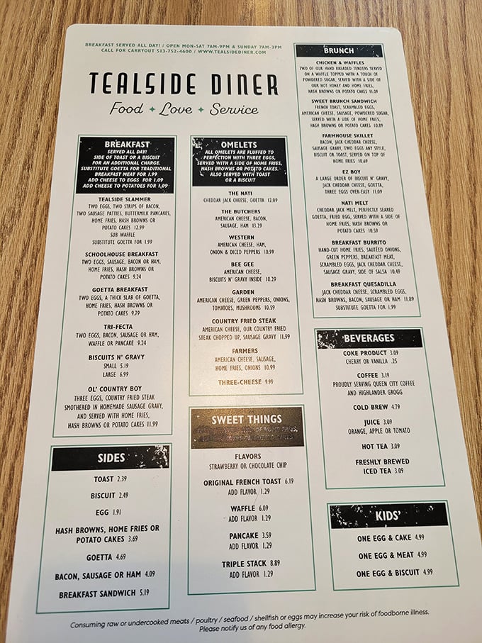 A menu that doesn't need fancy descriptions – just honest food that promises to cure whatever ails you, especially if what ails you is hunger.