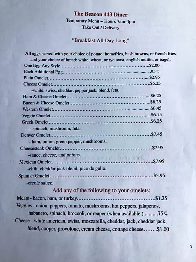 The breakfast menu reads like poetry to hungry souls—a symphony of omelets, each promising its own unique morning melody.