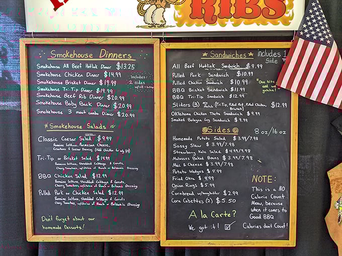 This menu board isn't just a list—it's a roadmap to happiness. Note the "NO Calorie Count" disclaimer. Bless them.