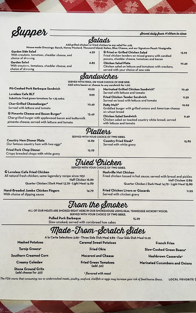 This menu isn't just a list of food; it's a roadmap to happiness. The "From-The-Smoker" section alone could make a vegetarian reconsider.