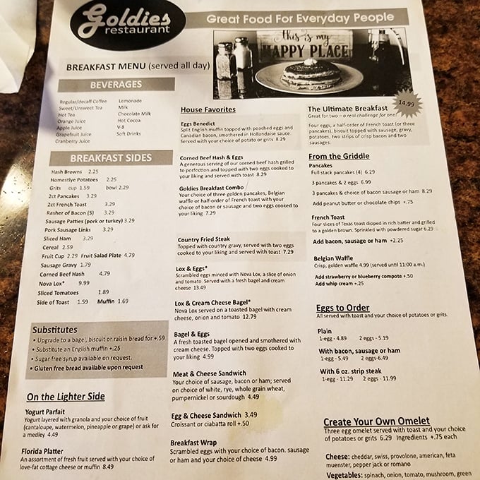 A menu that proudly declares "Great Food For Everyday People" isn't just marketing – it's the culinary equivalent of a pinky promise they absolutely keep.
