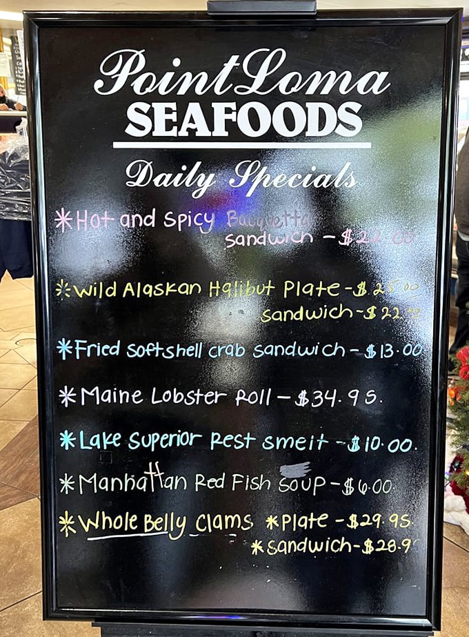 The daily specials board reads like poetry to hungry visitors—each colorful chalk listing represents a potential love affair with your taste buds.
