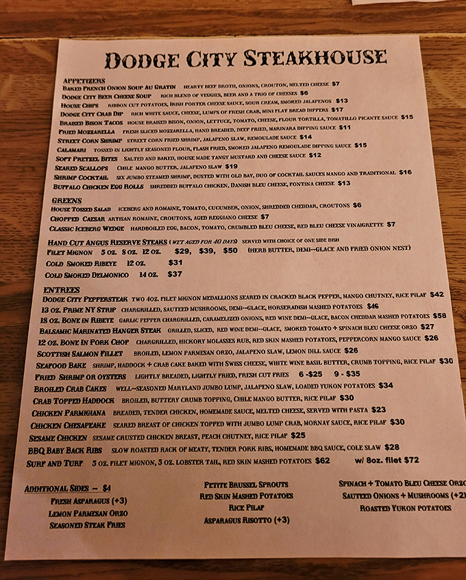 A menu that reads like a love letter to carnivores. Just looking at these offerings might raise your cholesterol—and your spirits.