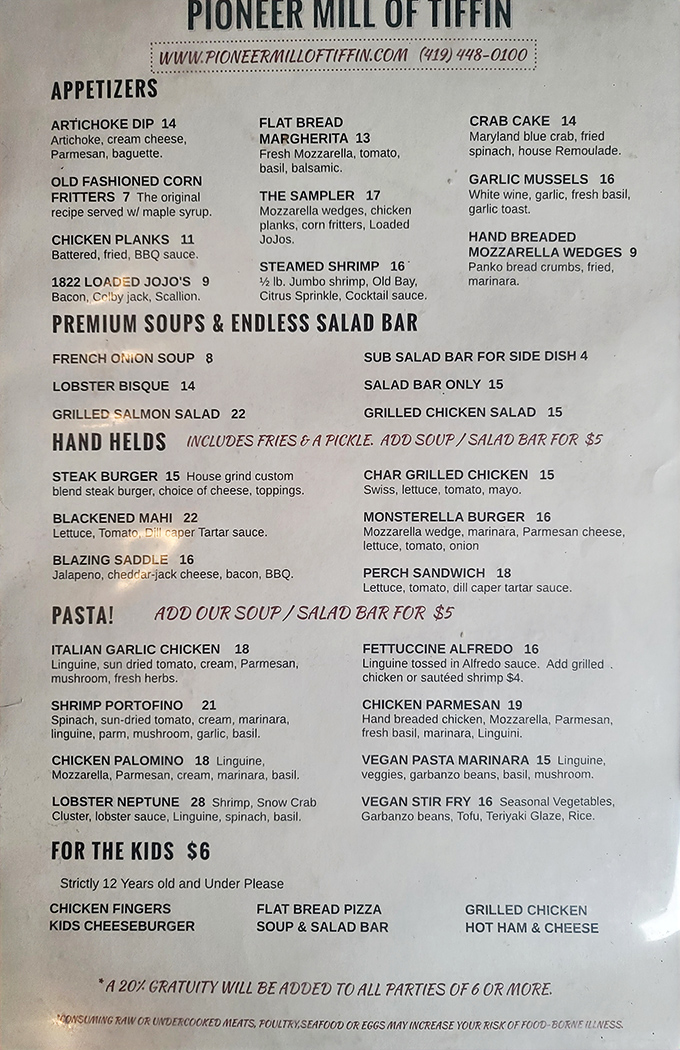 A menu that reads like a love letter to comfort food classics, with enough variety to satisfy both the adventurous eater and the "I-know-what-I-like" diner.