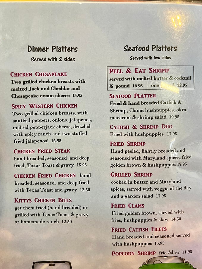 The menu reads like a love letter to comfort food classics. Those seafood platters with Maryland spices in landlocked Texas? That's culinary rebellion I can support.