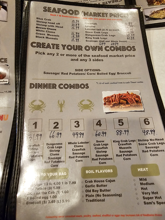 Decision paralysis has never been so delicious. The menu reads like a coastal treasure map, with combos promising bounty that would make Neptune himself unbuckle his belt.