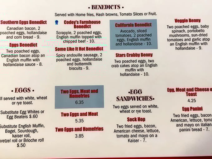 The Benedict menu reads like poetry to breakfast lovers—each variation more tempting than the last.
