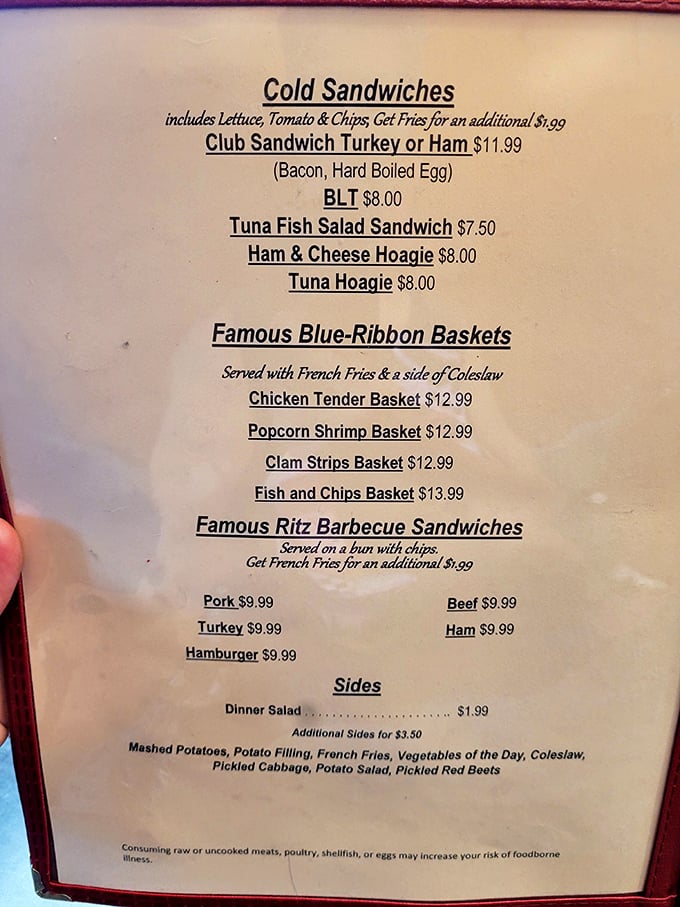 A menu that doesn't need fancy fonts or pretentious descriptions—just honest food that's stood the test of time.