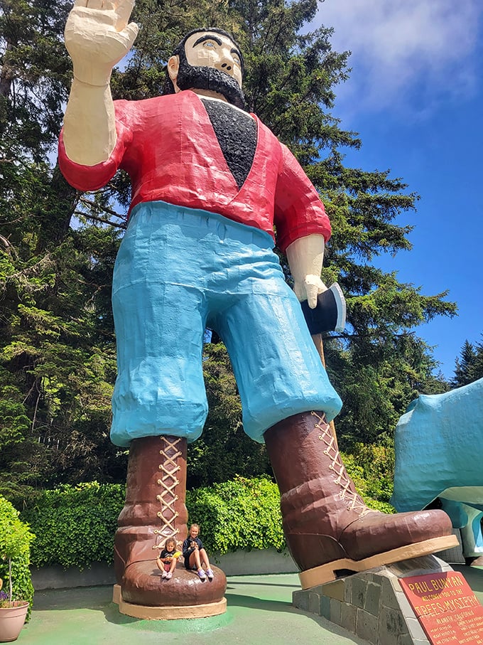 That's not a forced perspective trick—Paul's boots really are big enough to host a small dinner party. Note his eternally optimistic wave.