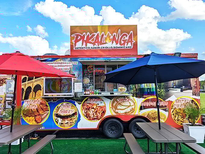 DVZANGA food truck serves up authentic Dominican flavors that'll transport you to the Caribbean faster than your neighbor's timeshare pitch.
