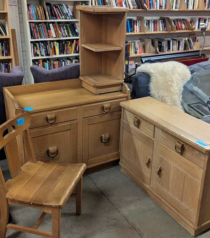 This isn't just furniture—it's a time capsule with drawers. Solid wood pieces wait patiently for their second act in someone's first apartment.