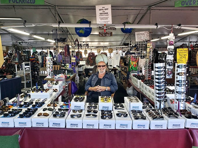 Sunglasses as far as the eye can see—which is ironic, since you'll need a pair while browsing this dazzling outdoor marketplace.