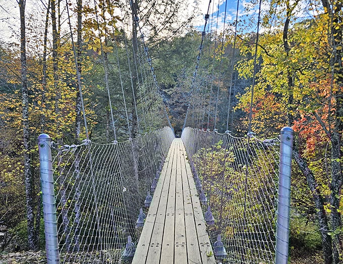 Walking this suspension bridge is nature's way of asking, "How brave are you feeling today?" The autumn colors provide spectacular distraction from any wobbles.