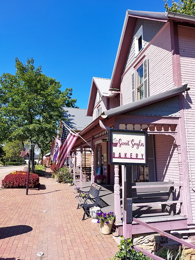 Sweet Smyles Bakery's charming Victorian facade promises treats that would make your great-grandmother positively swoon with envy.