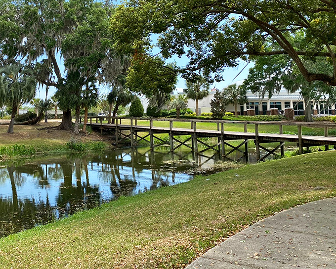 Wooden footbridges over tranquil waters – where Florida shows off its natural beauty without charging admission.