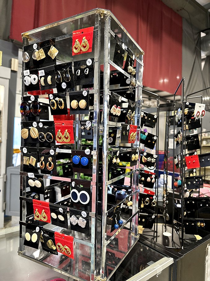 Jewelry displays that would make Elizabeth Taylor do a double-take. Each pair of earrings holds stories from decades past, waiting for new ears to tell them.