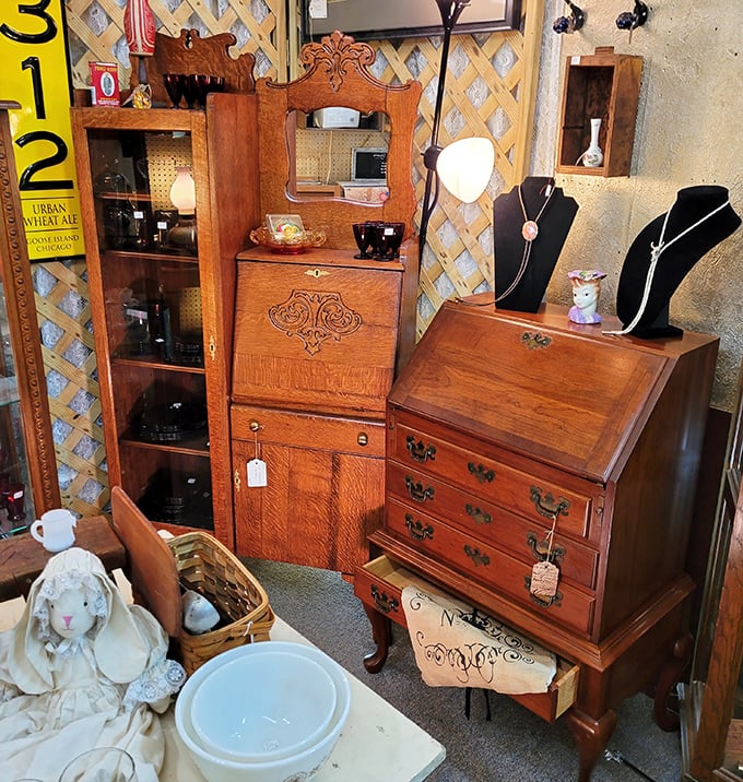 Not just furniture, but time machines. This oak secretary desk has probably seen more handwritten letters than most of us have sent texts.