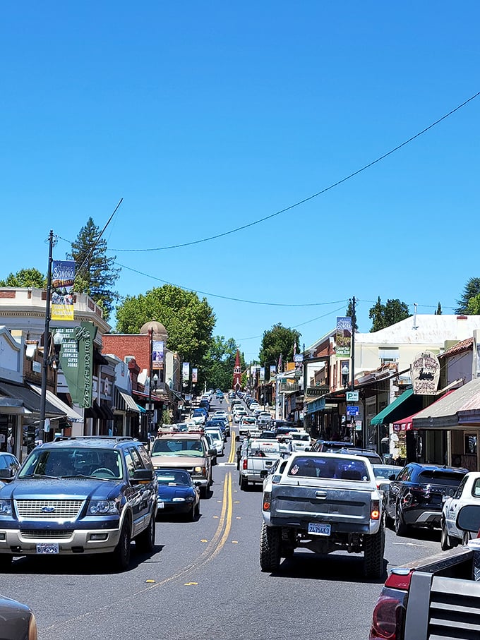 Washington Street buzzes with activity, proving small towns can have rush minutes instead of rush hours—and somehow it's more charming.