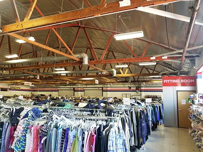 The clothing section: where your next favorite outfit is hiding between someone else's "what was I thinking?" purchase.