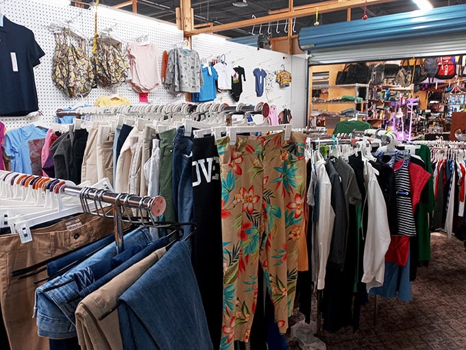 Fashion through the decades hangs in suspended animation, waiting for new life. That floral pair might just be your next conversation-starting statement piece!