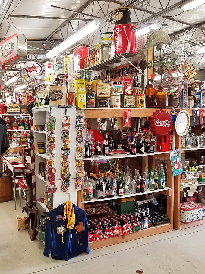 This isn't just a collection—it's a time machine. Vintage Coca-Cola memorabilia stands ready to transport you back to simpler, fizzier times.