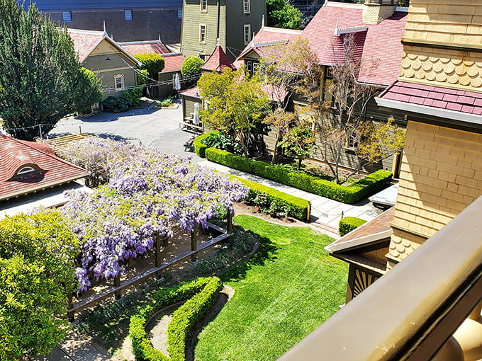 The courtyard offers a peaceful moment to contemplate what you just witnessed inside this bewildering beauty.