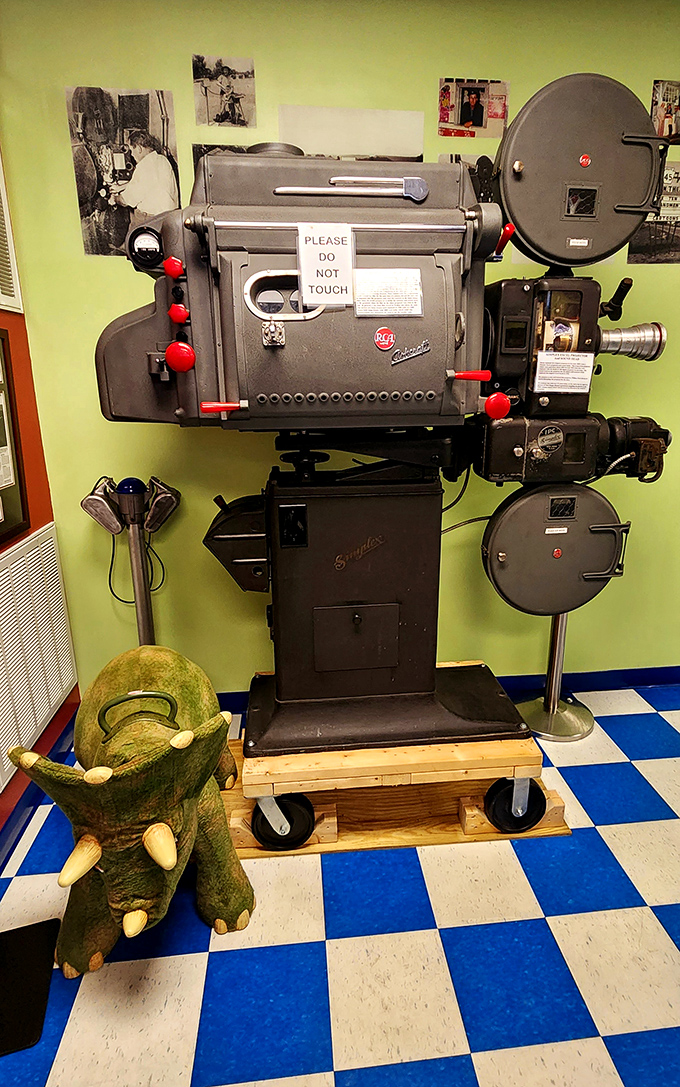 Meet the mechanical star of the show! This vintage projector has probably seen more movies than Roger Ebert, bringing stories to life for generations.