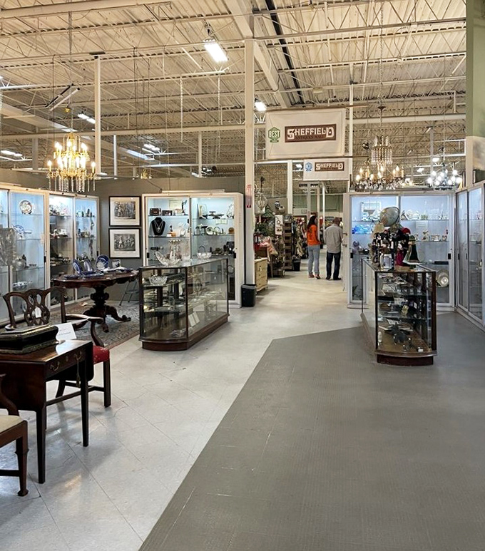 Step inside and the hunt begins – gleaming display cases and elegant chandeliers create an atmosphere that's part museum, part treasure chest.