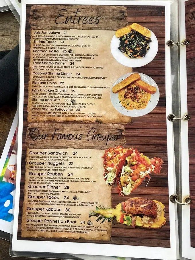 A menu that reads like a love letter to grouper, with enough variations to make even the most indecisive diner feel spoiled for choice.