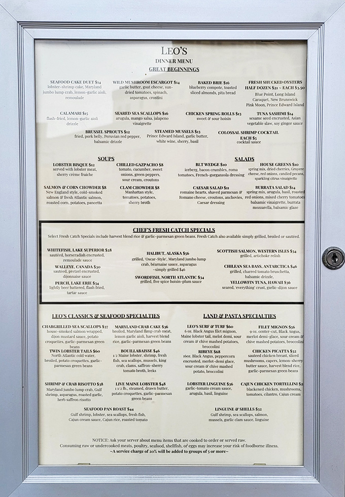 The menu reads like a geography lesson of aquatic delights—from Maine lobster to Lake Superior whitefish, no passport required.