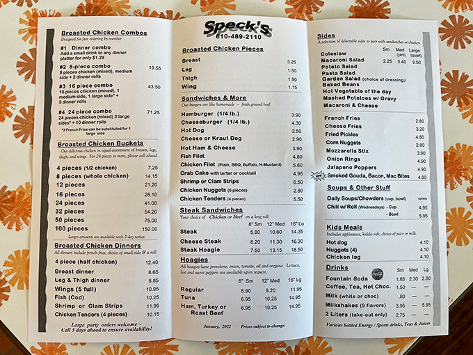 A menu that doesn't need fancy fonts or flowery descriptions—just the straightforward promise of broasted chicken that keeps Pennsylvanians coming back for generations.