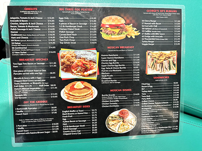 This menu isn't just food—it's a roadmap to happiness. Each section promises a different journey into comfort food paradise.