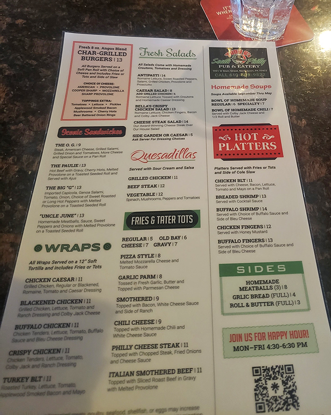 This menu isn't just a list of options; it's a roadmap to happiness. The hardest decision you'll make today is which sandwich to commit to.