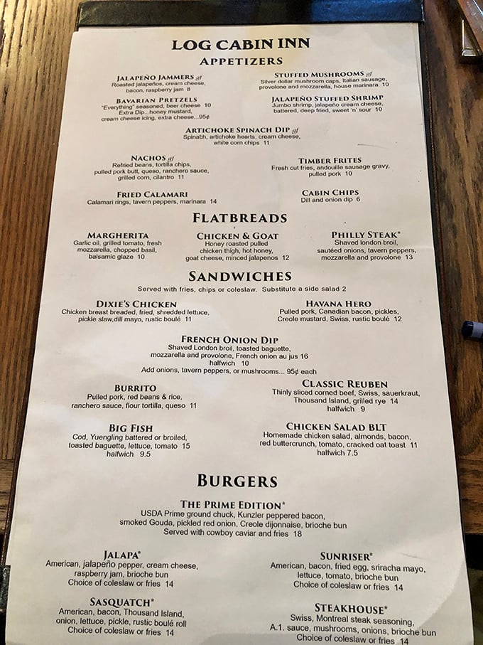 This isn't just a menu—it's a roadmap to happiness. The French Onion Dip sandwich beckons like an old friend with a delicious secret.