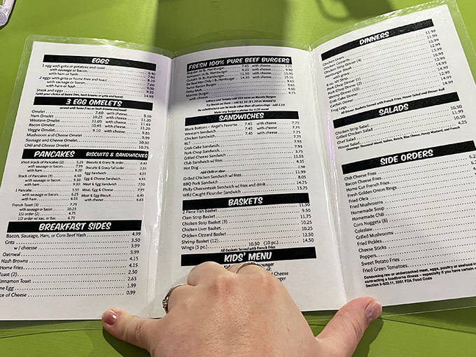 A menu that doesn't need fancy fonts or flowery descriptions—just honest diner fare that's been perfected over decades of feeding hungry Floridians.