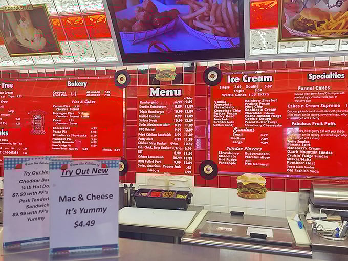 A menu board that doesn't need smartphone apps or QR codes—just your hungry eyes and a willingness to temporarily abandon dietary resolutions.