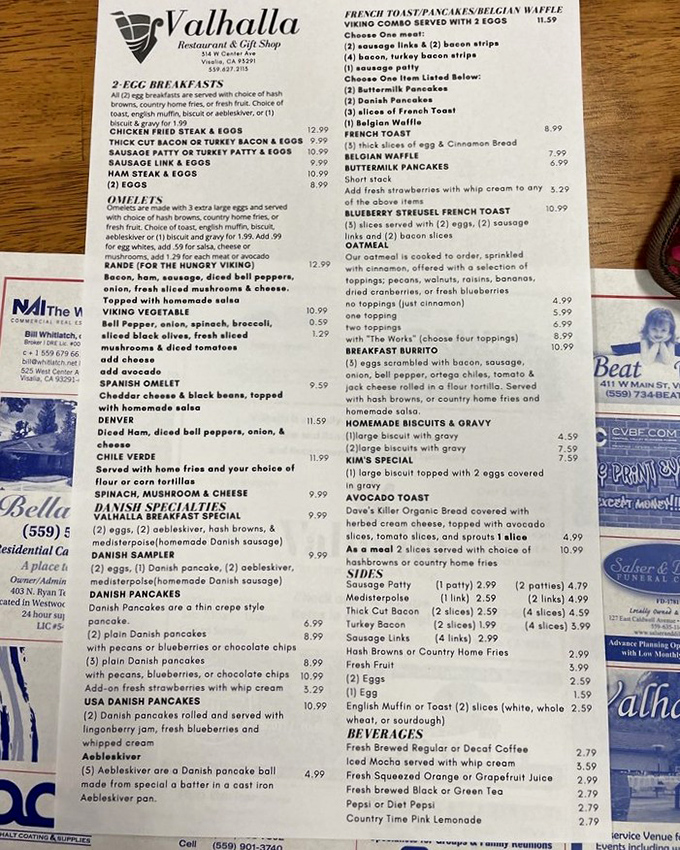 This menu isn't just a list of food—it's a roadmap to happiness with Danish pancakes as your final destination.