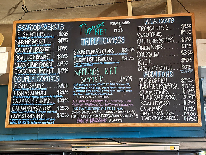 The chalkboard menu – a maritime masterpiece of possibilities. Decision paralysis never tasted so promising!