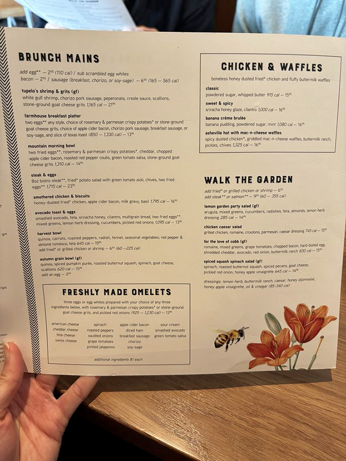 This menu isn't just a list of dishes—it's a roadmap to Southern bliss. The chicken and waffles section alone deserves its own zip code.