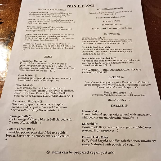 The menu reads like a love letter to Eastern European comfort food, with vegan options that would make even your carnivore uncle curious.
