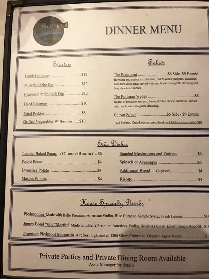 A menu that reads like poetry to carnivores. Notice how they resist the urge to call anything "world-famous" – they let the food do the talking.