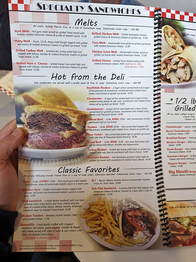 The menu reads like a love letter to comfort food classics – each description promising a direct route to satisfaction.